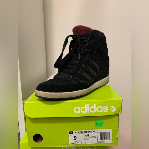 adidas | Shoes | Adidas Wedges Black And Burgundy Suede Loved And Needs ...